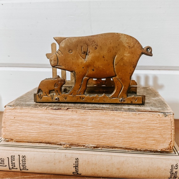 Accents | Vintage Brass Pig Piglet Napkin Holder Letter Holder | Poshmark
